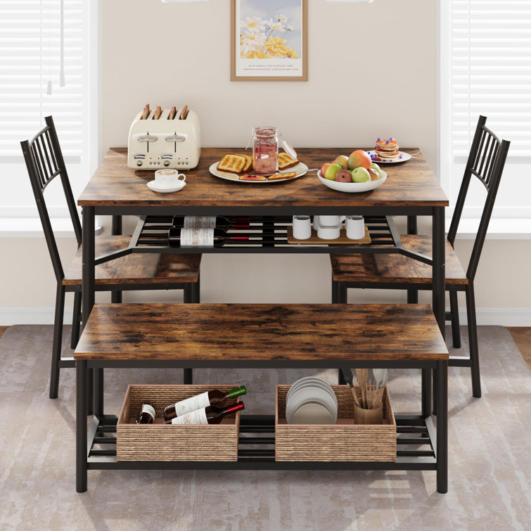 17 Stories Emond Rectangular Modern/Farmhouse/Rustic/Industrial Dining Set & Reviews | Wayfair
